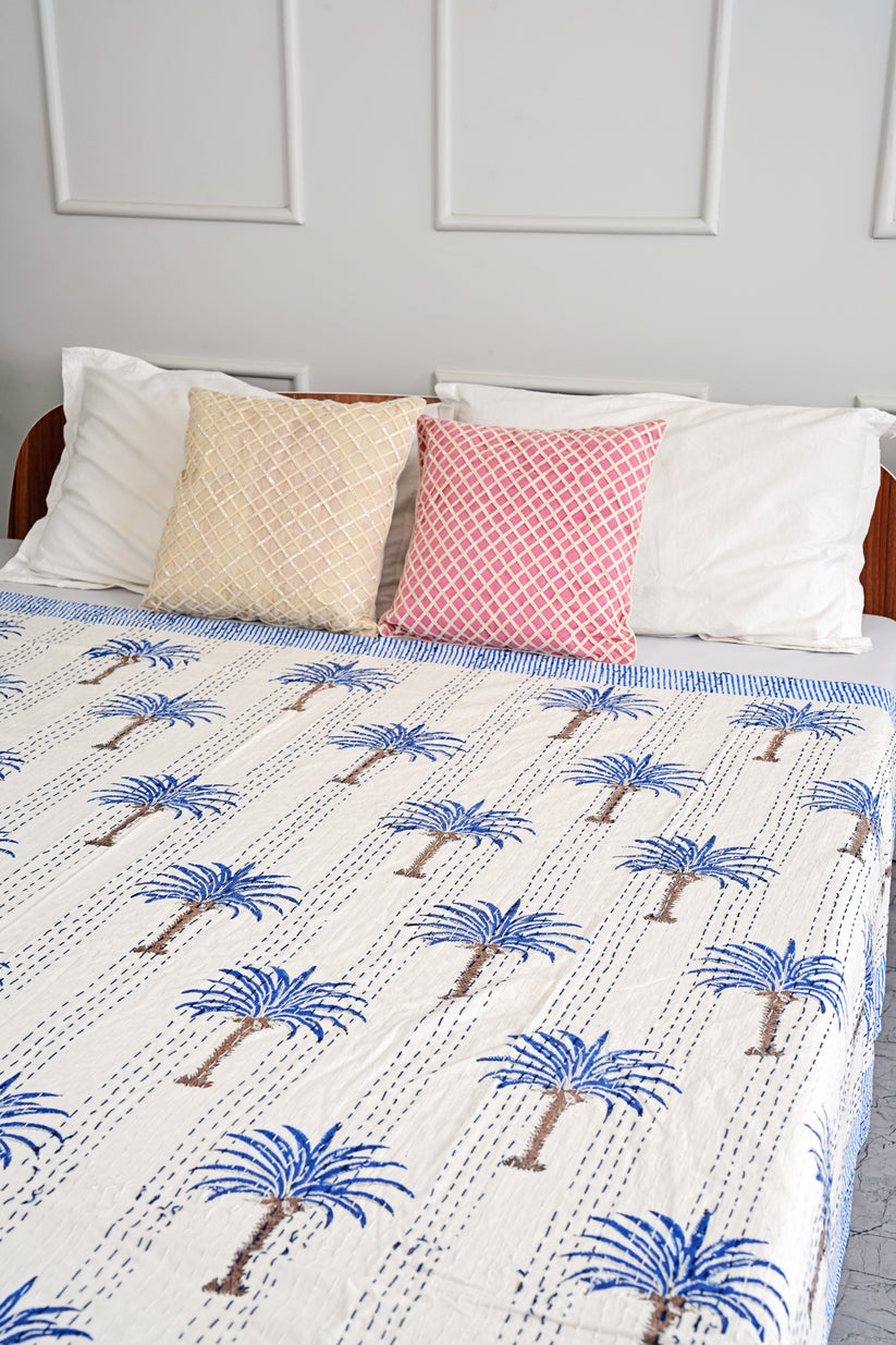 Tropical Palm Tree Queen Kantha Quilt – Aamera Export